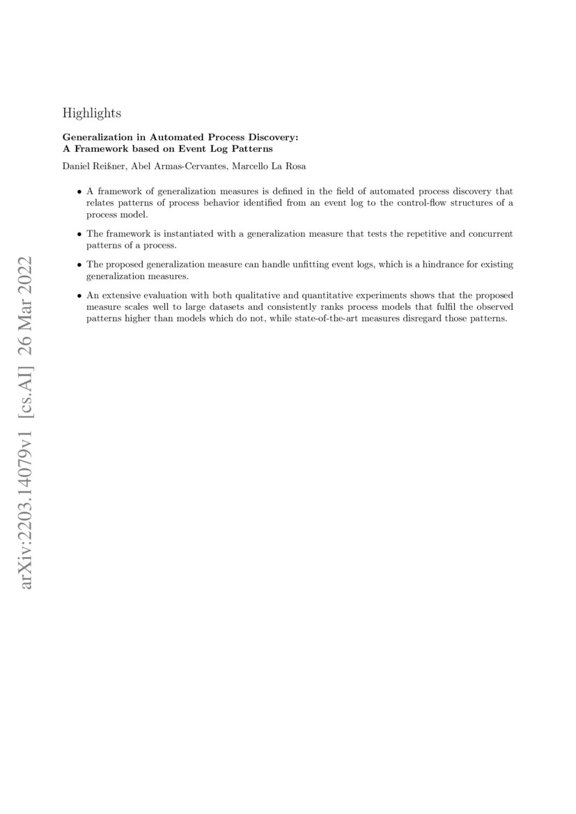 Generalization in Automated Process Discovery: A Framework based on ...