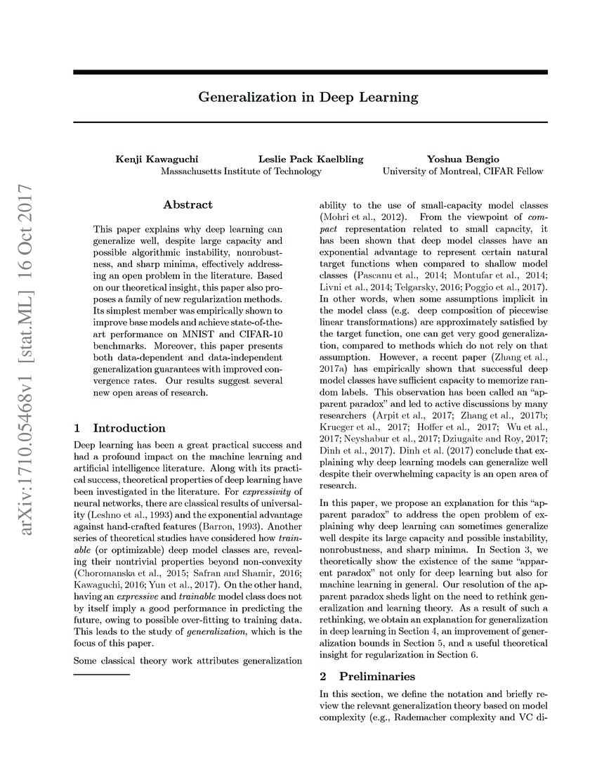 Generalization In Deep Learning Deepai