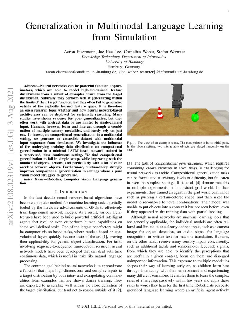 Generalization In Multimodal Language Learning From Simulation Deepai