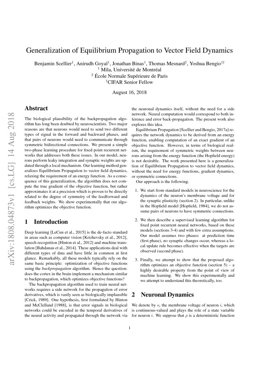 Generalization of Equilibrium Propagation to Vector Field Dynamics | DeepAI
