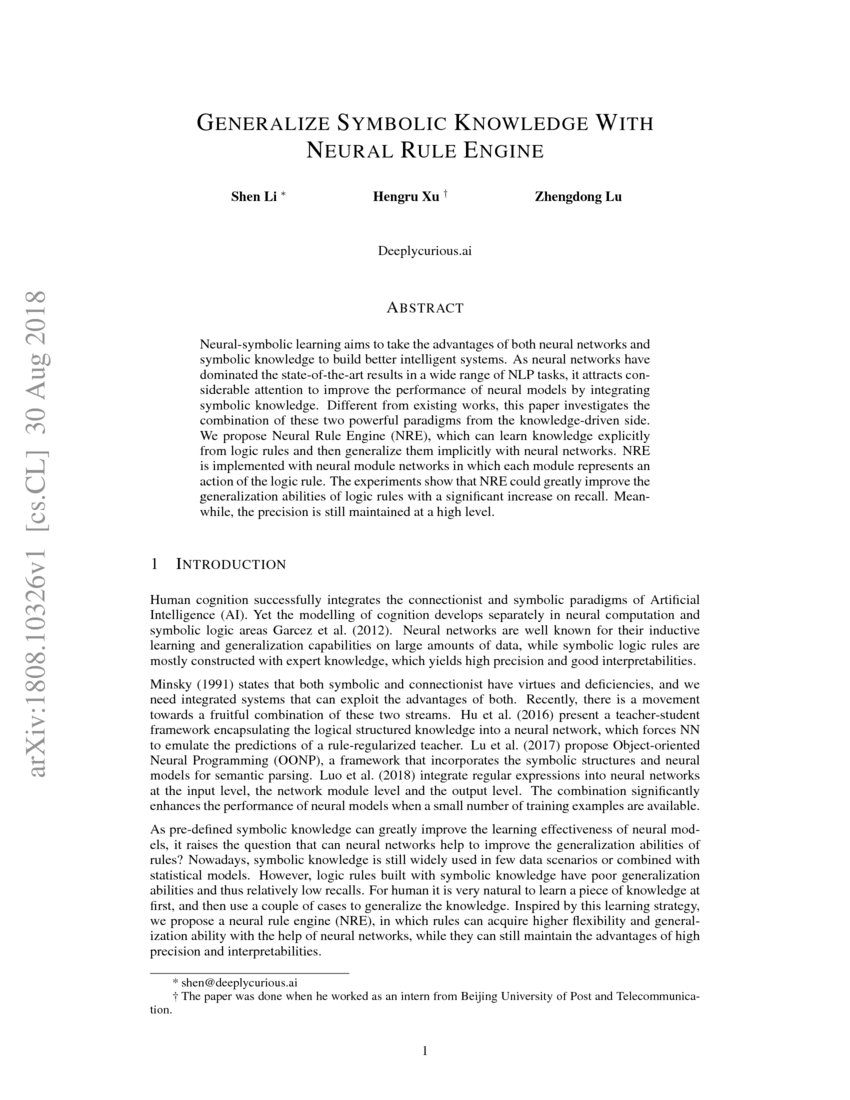 Generalize Symbolic Knowledge With Neural Rule Engine | DeepAI