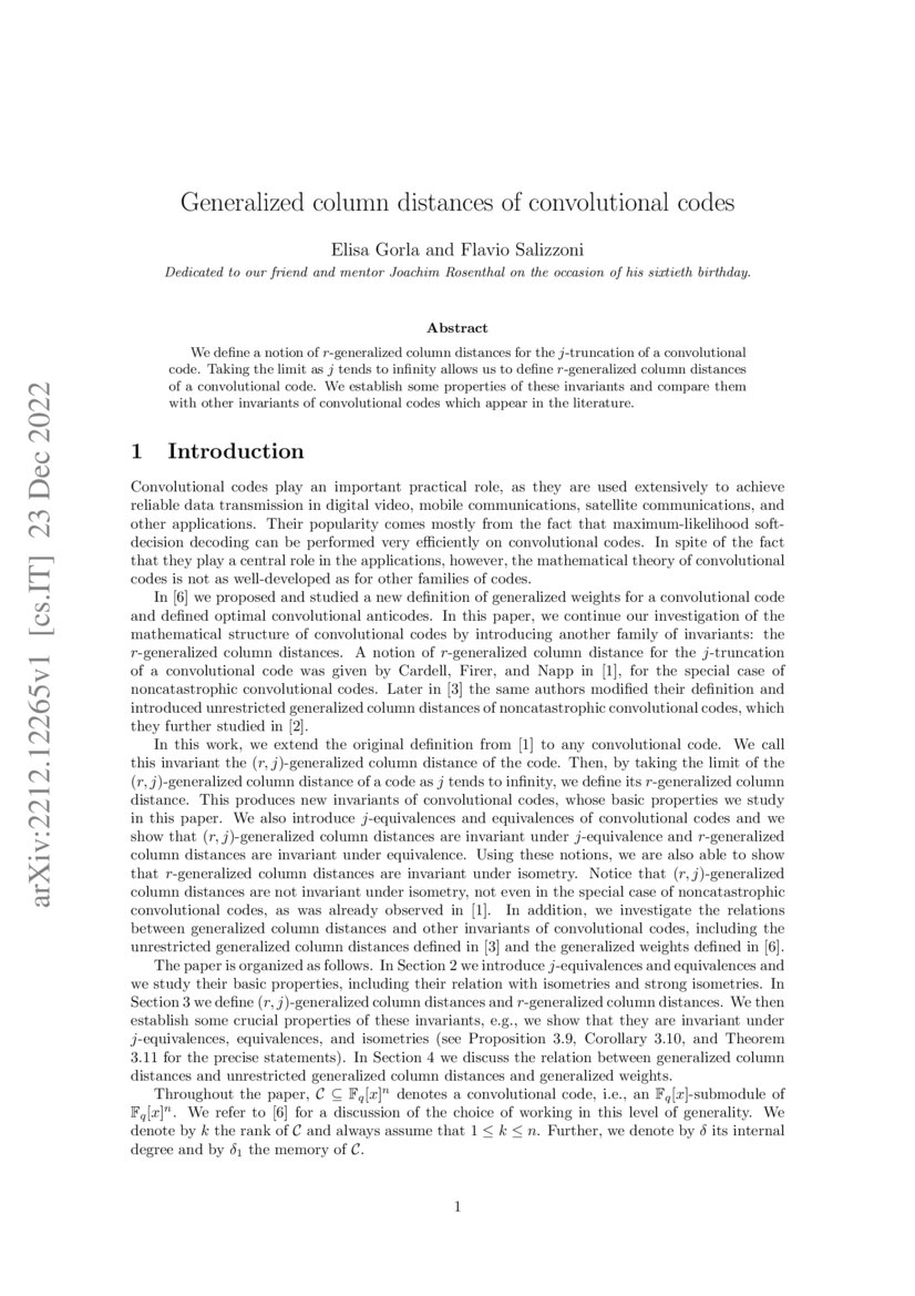 Generalized Column Distances Deepai 