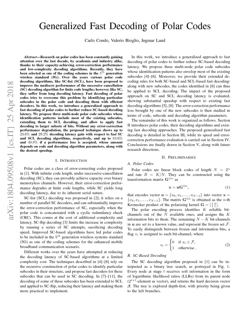 Generalized Fast Decoding of Polar Codes | DeepAI