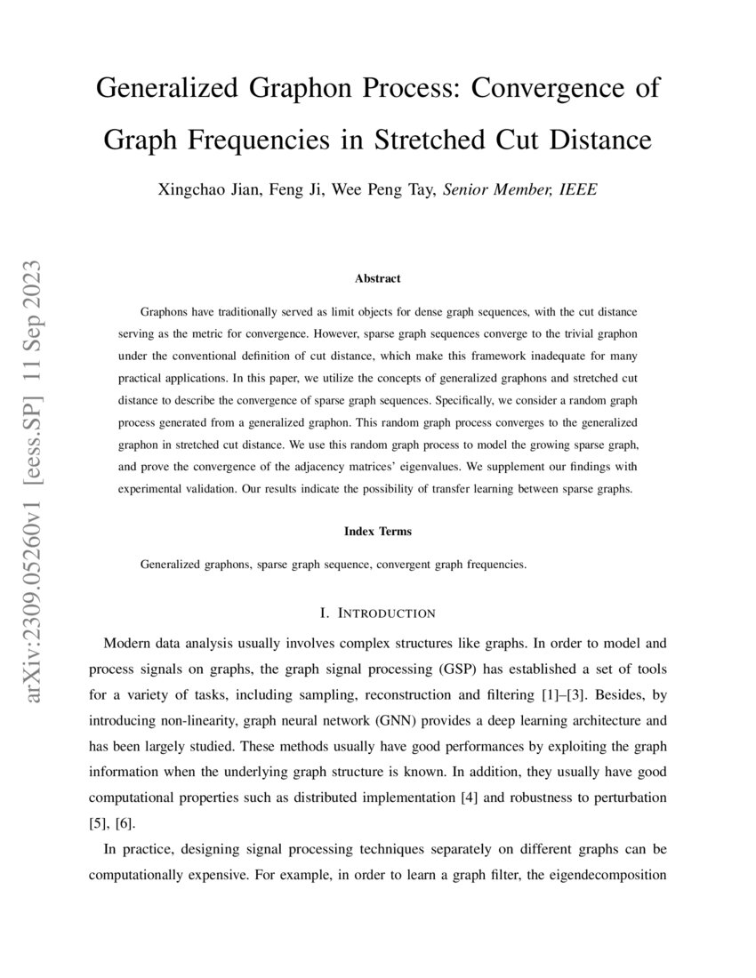 Generalized Graphon Process: Convergence of Graph Frequencies in Stretched Cut Distance | DeepAI