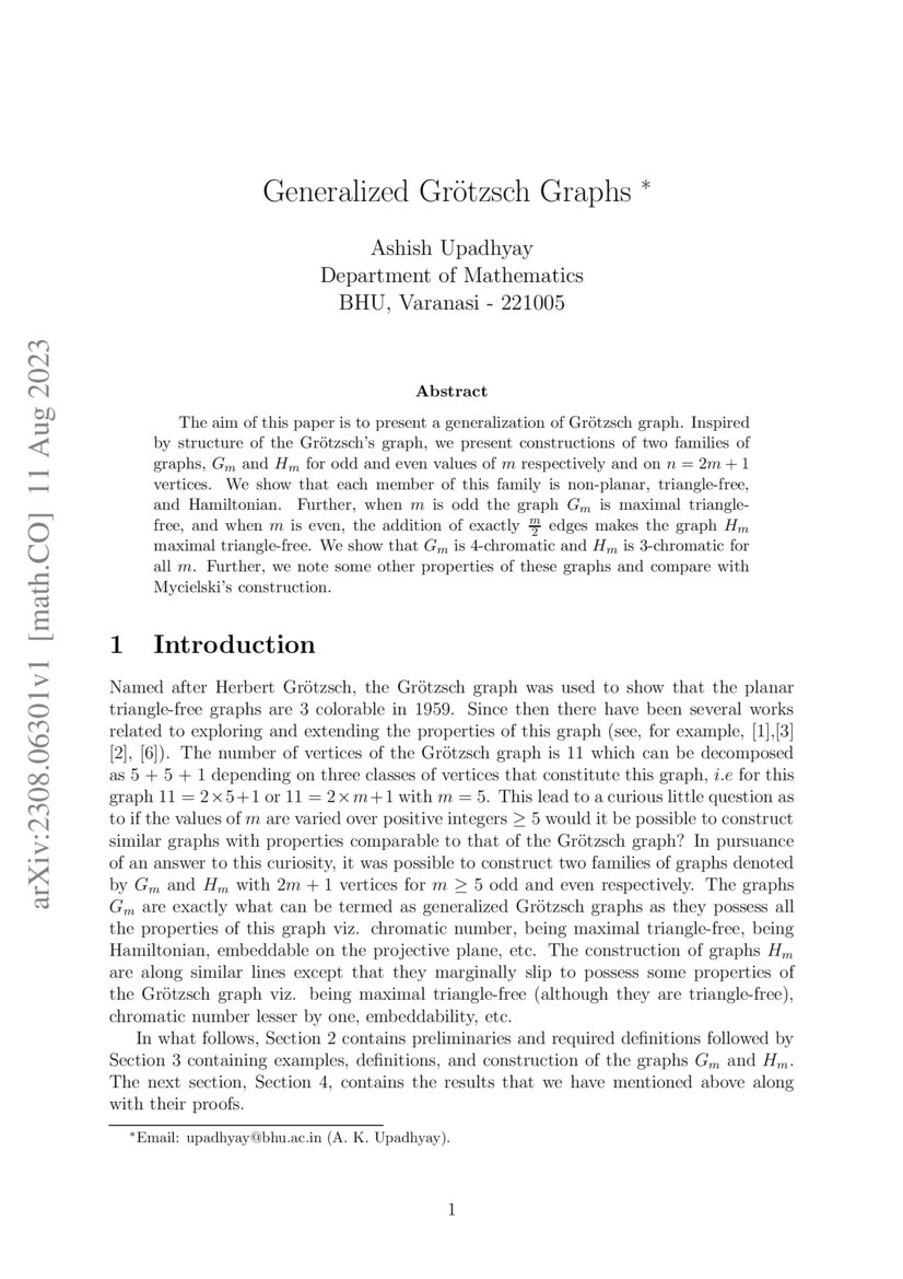 Generalized Grötzsch Graphs | DeepAI