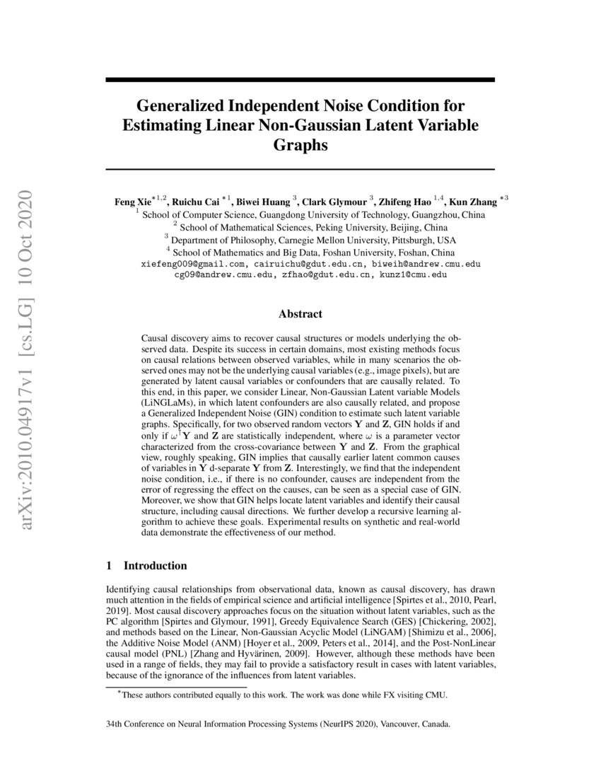 Generalized Independent Noise Condition for Estimating Linear Non ...