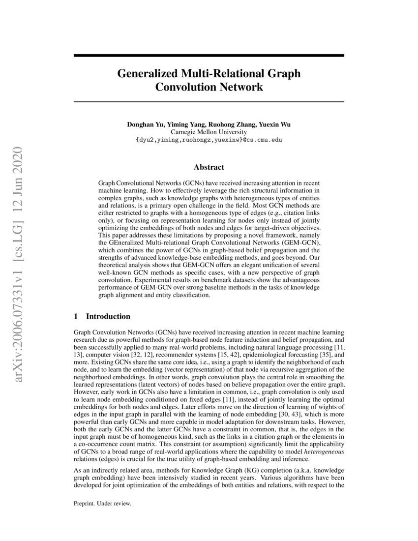 Generalized Multi-Relational Graph Convolution Network | DeepAI