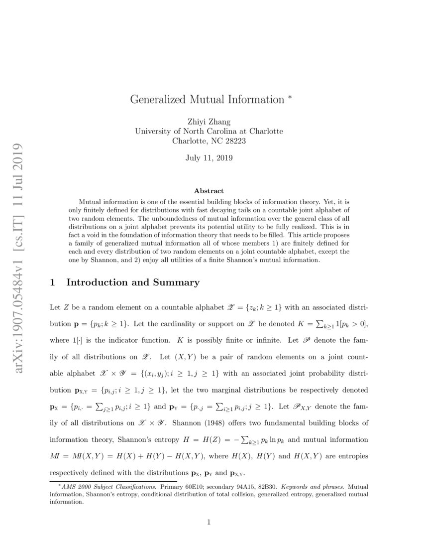 Generalized Mutual Information | DeepAI