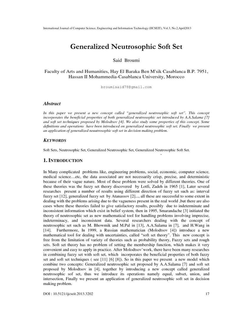 Generalized Neutrosophic Soft Set | DeepAI