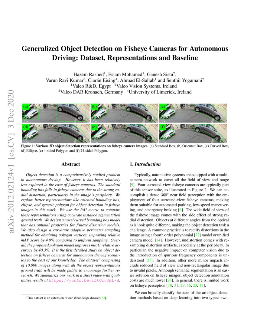 Generalized Object Detection on Fisheye Cameras for Autonomous Driving: Dataset, Representations ...