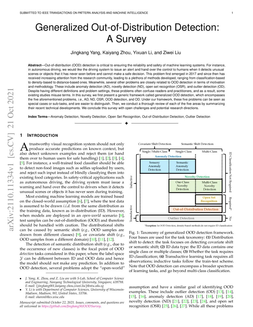 Generalized Out Of Distribution Detection A Survey Deepai
