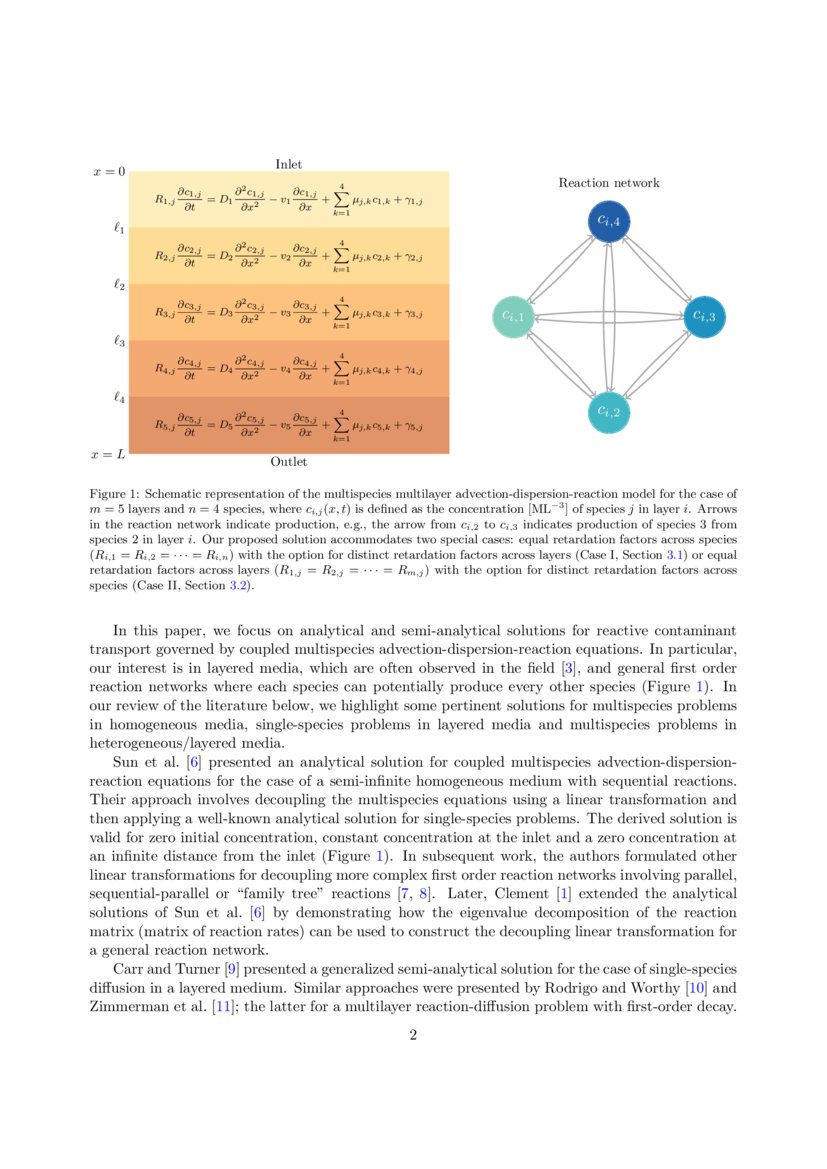 Generalized semi-analytical solution for coupled multispecies advection ...