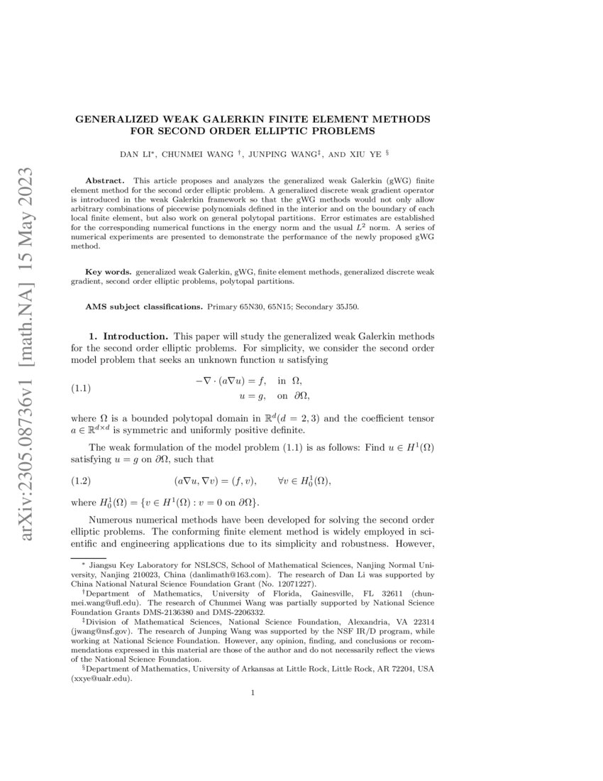 Generalized Weak Galerkin Finite Element Methods For Second Order Elliptic Problems Deepai