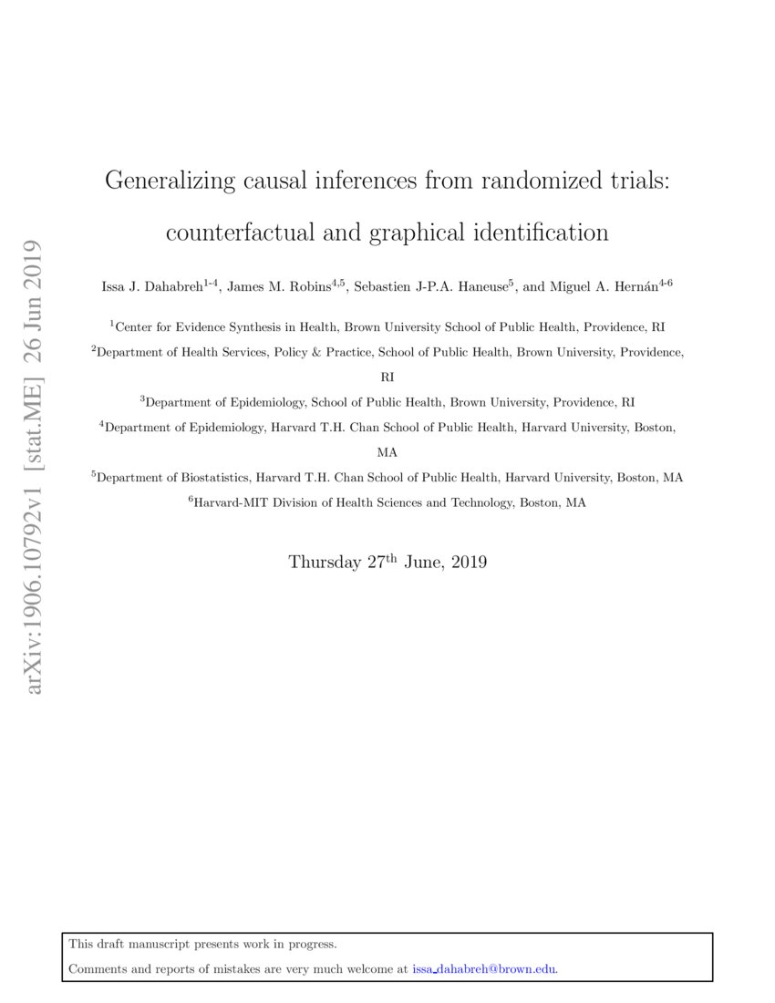 Generalizing causal inferences from randomized trials: counterfactual ...