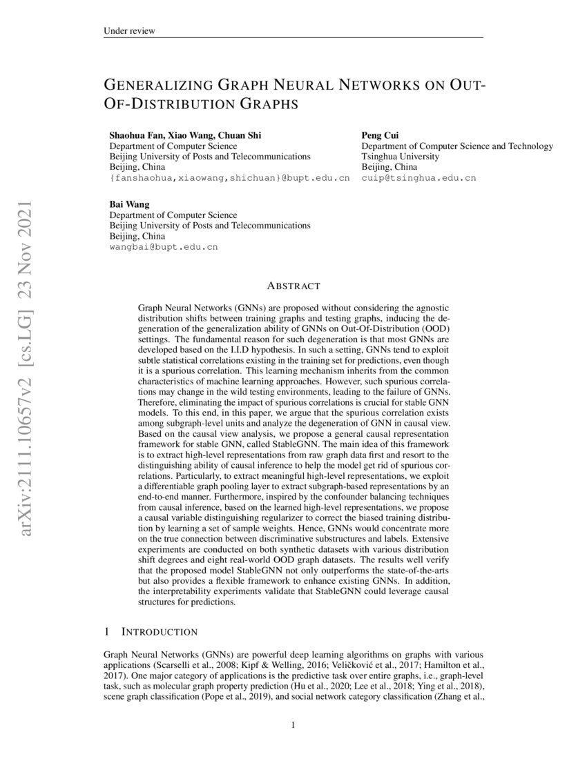 Generalizing Graph Neural Networks on Out-Of-Distribution Graphs | DeepAI