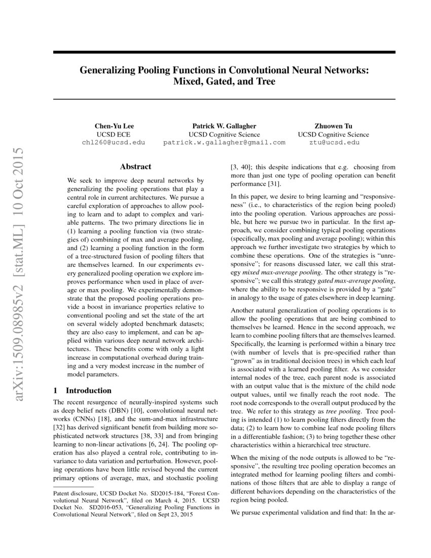 Generalizing Pooling Functions In Convolutional Neural Networks Mixed Gated And Tree Deepai