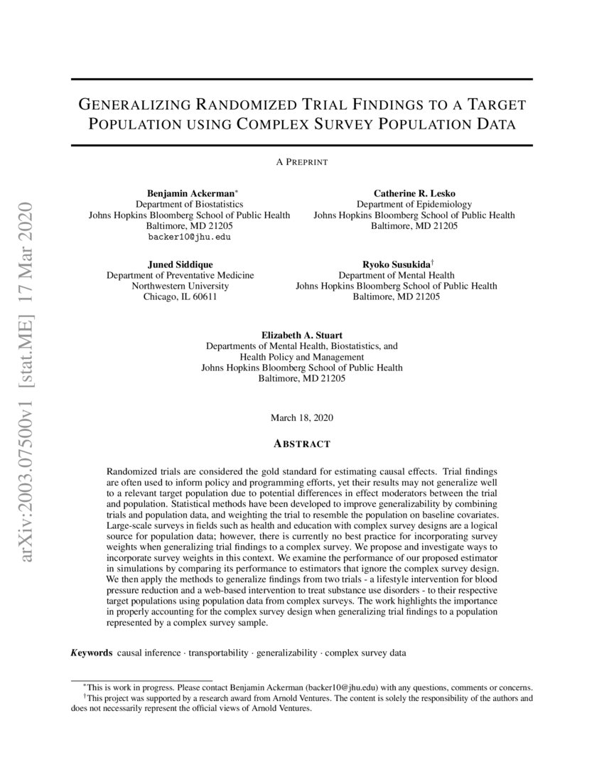 Generalizing Randomized Trial Findings to a Target Population using ...