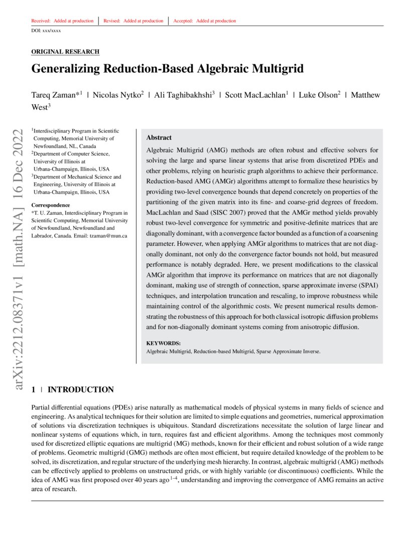 Generalizing Reduction-Based Algebraic Multigrid | DeepAI Generalizing Reduction-Based Algebraic Multigrid | DeepAI
