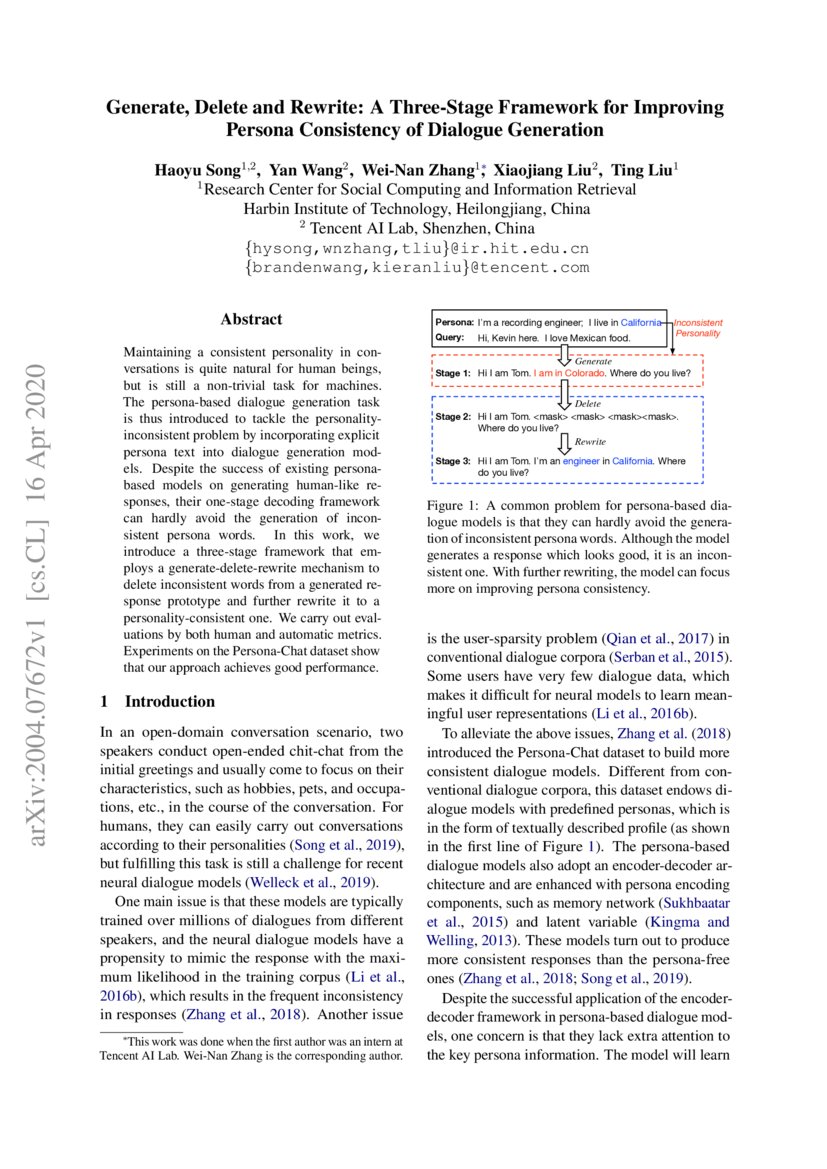 Generate Delete And Rewrite A Three Stage Framework For Improving Persona Consistency Of