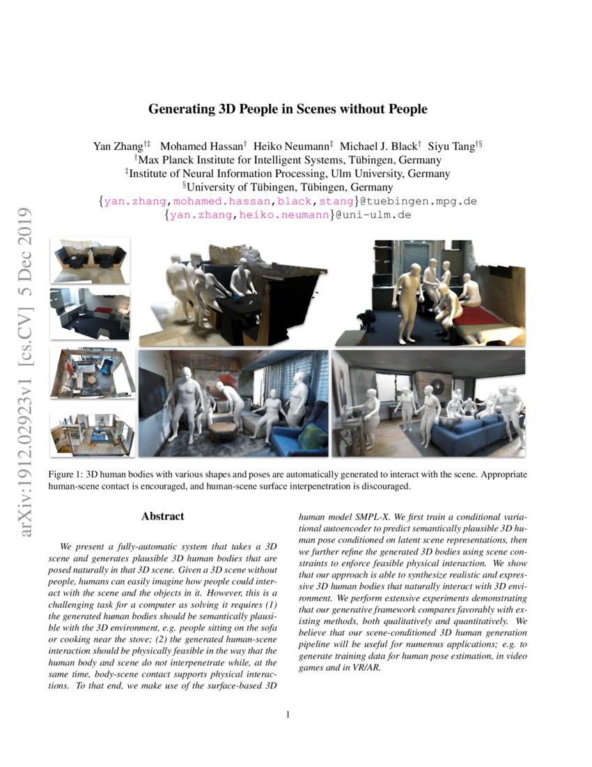 Generating 3D People in Scenes without People | DeepAI