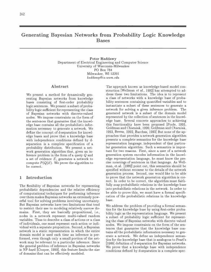 Generating Bayesian Networks from Probability Logic Knowledge Bases | DeepAI