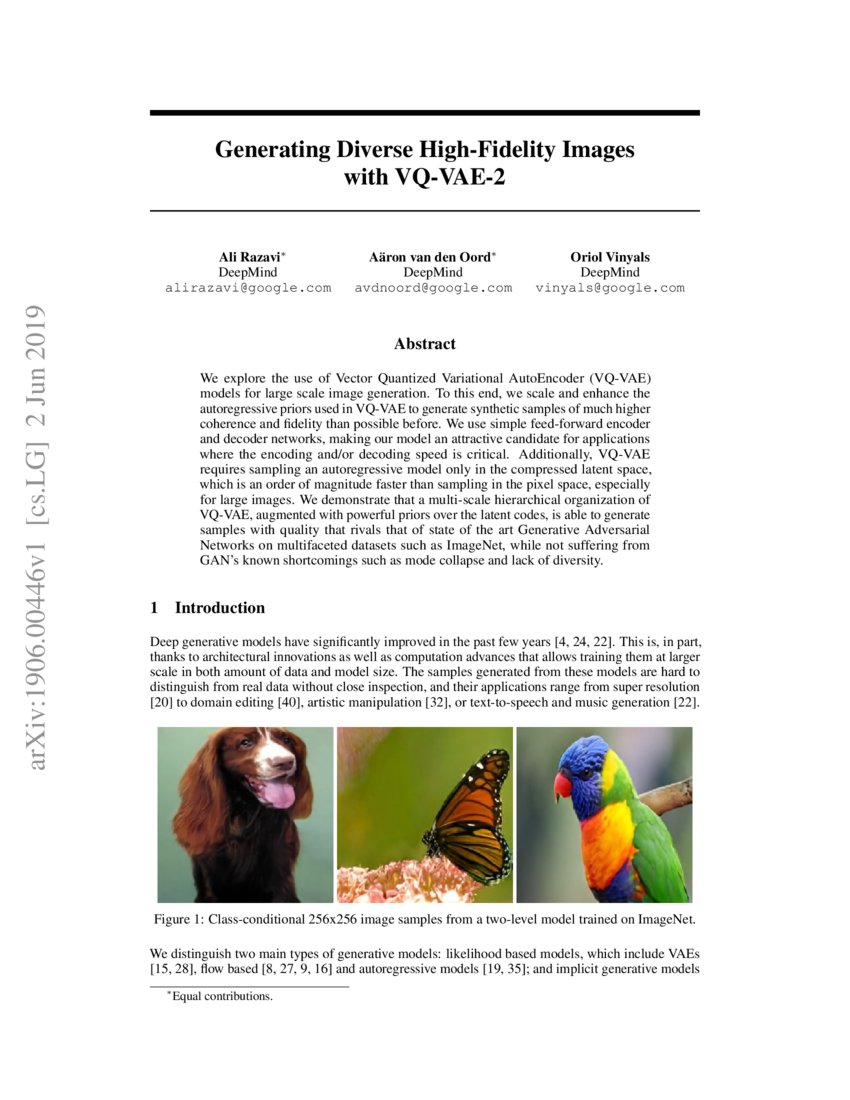 Generating Diverse High-Fidelity Images with VQ-VAE-2 | DeepAI