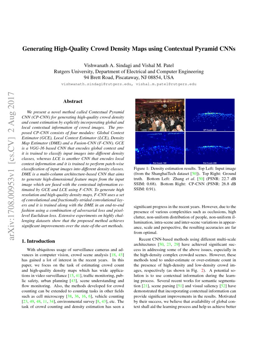 Generating High-Quality Crowd Density Maps using Contextual Pyramid CNNs | DeepAI