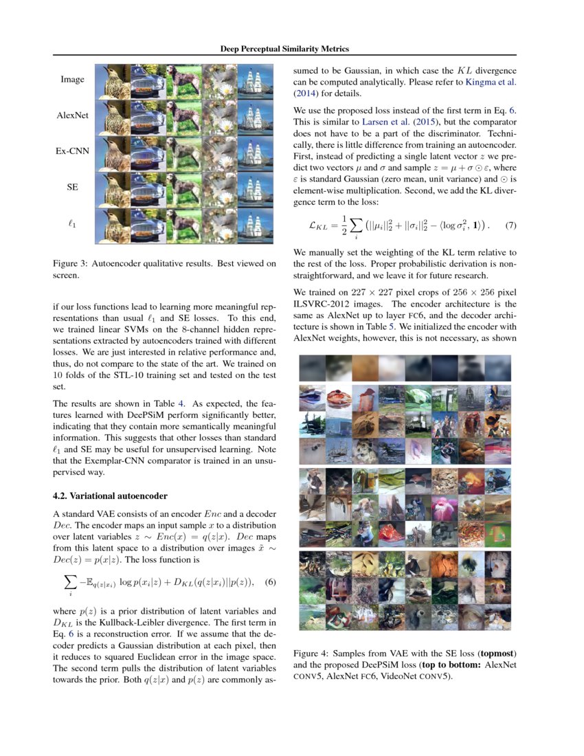 Generating Images With Perceptual Similarity Metrics Based On Deep Networks Deepai