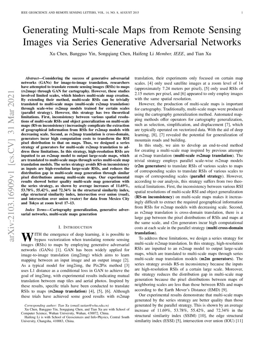 Generating Multi-scale Maps from Remote Sensing Images via Series Generative Adversarial ...