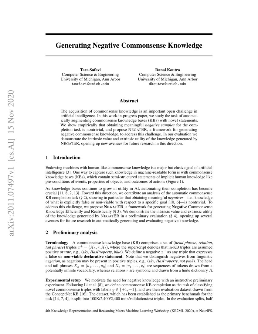 Generating Negative Commonsense Knowledge Deepai