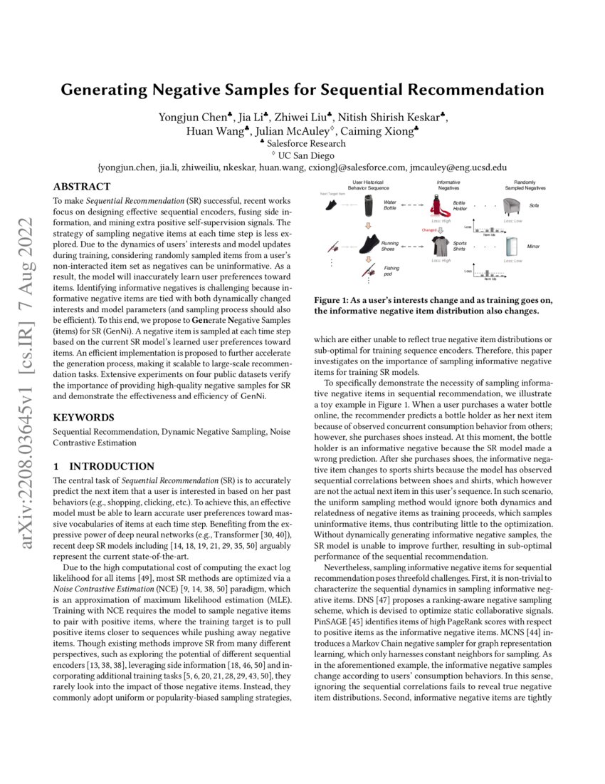 Generating Negative Samples for Sequential Recommendation | DeepAI
