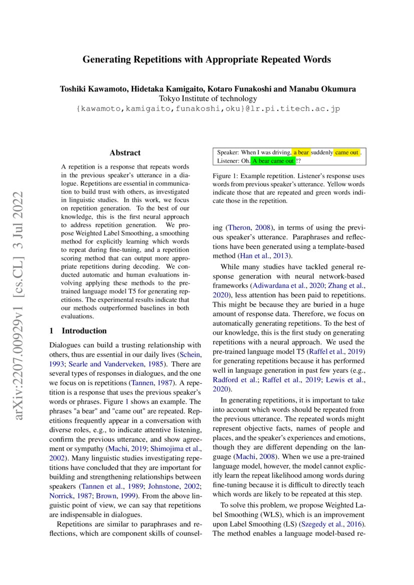 Generating Repetitions with Appropriate Repeated Words | DeepAI