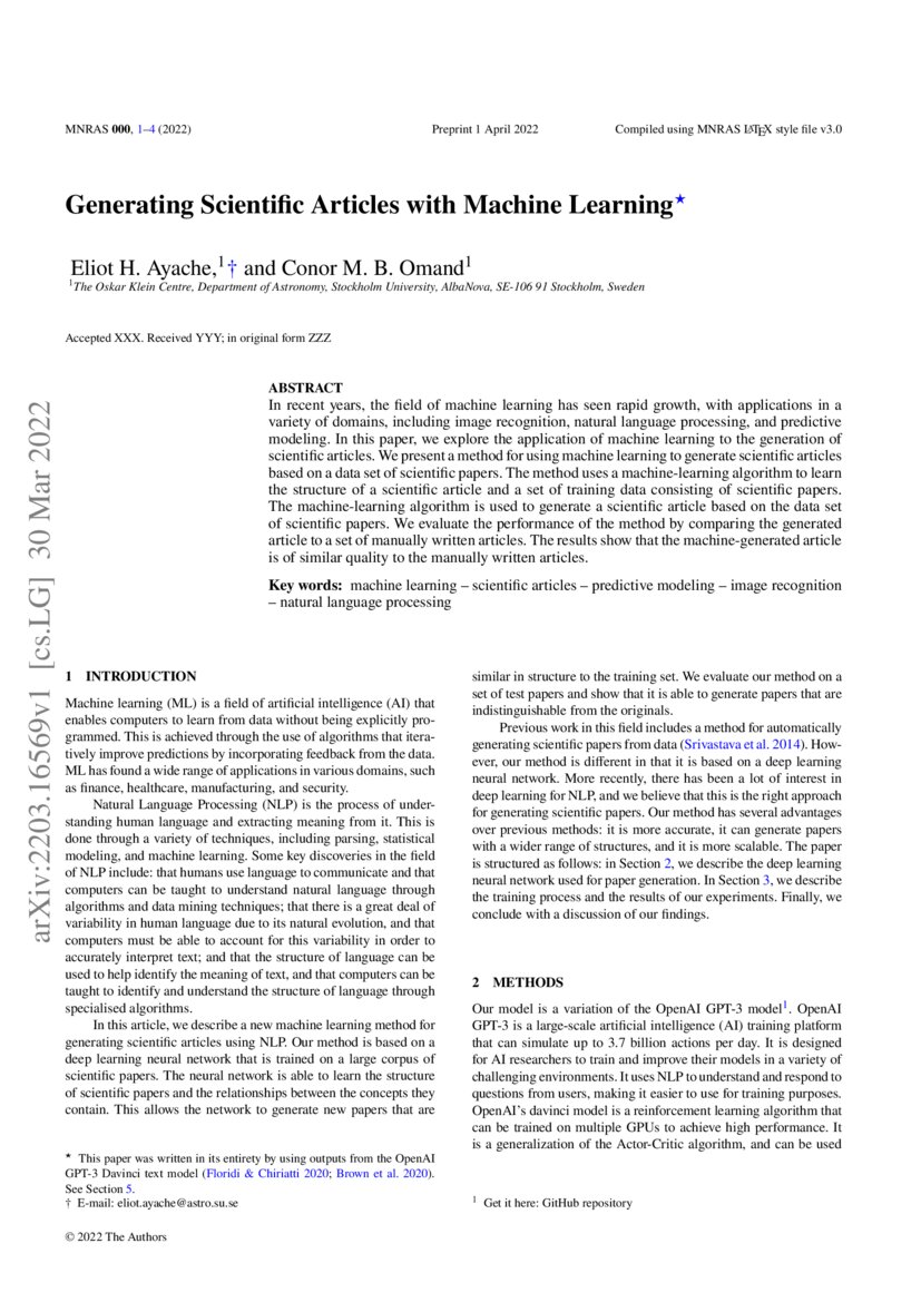 Generating Scientific Articles with Machine Learning | DeepAI