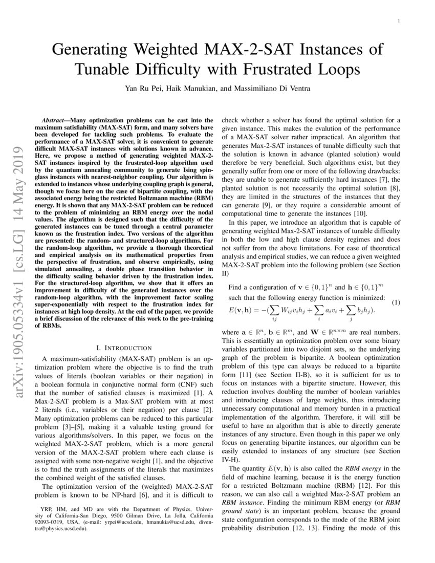 Generating Weighted MAX-2-SAT Instances of Tunable Difficulty with ...