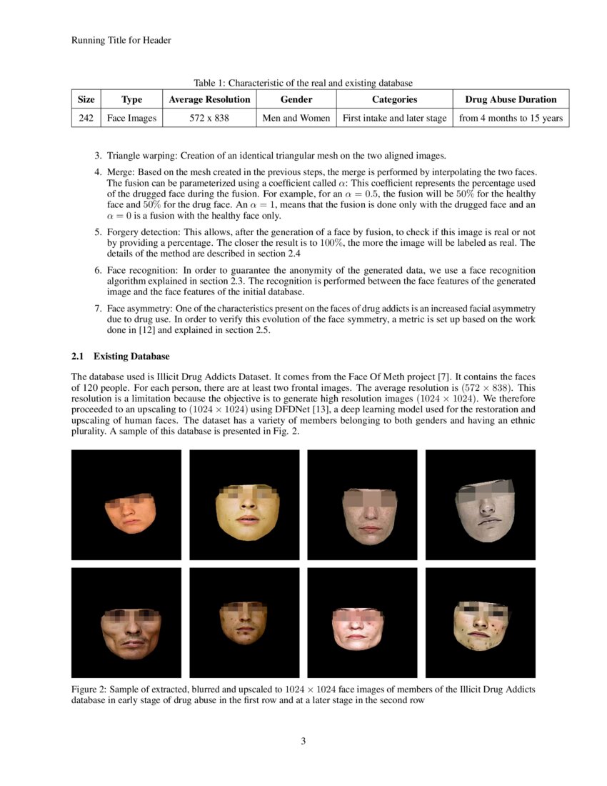 Generation of artificial facial drug abuse images using Deep De-identified anonymous Dataset ...