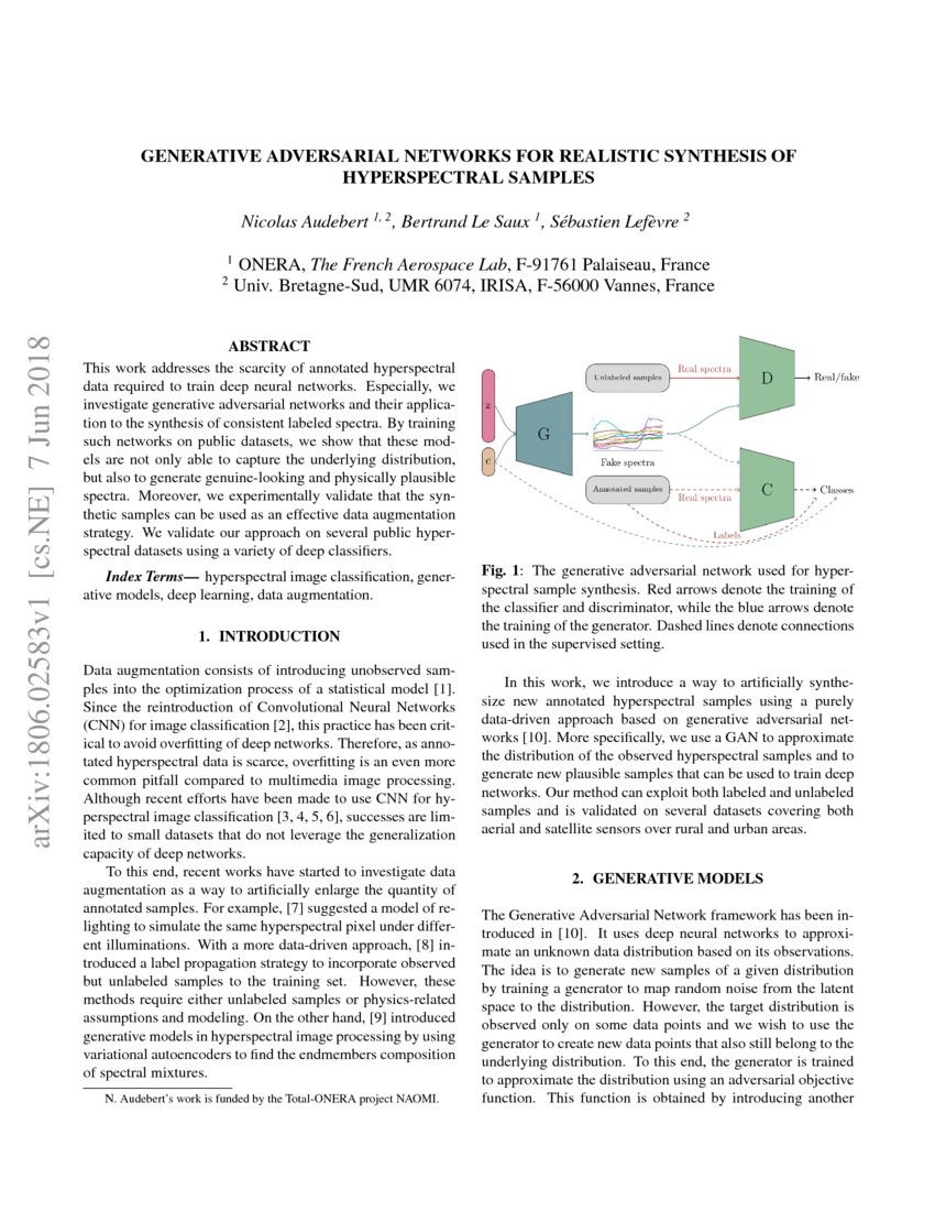 Generative Adversarial Networks for Realistic Synthesis of Hyperspectral Samples | DeepAI
