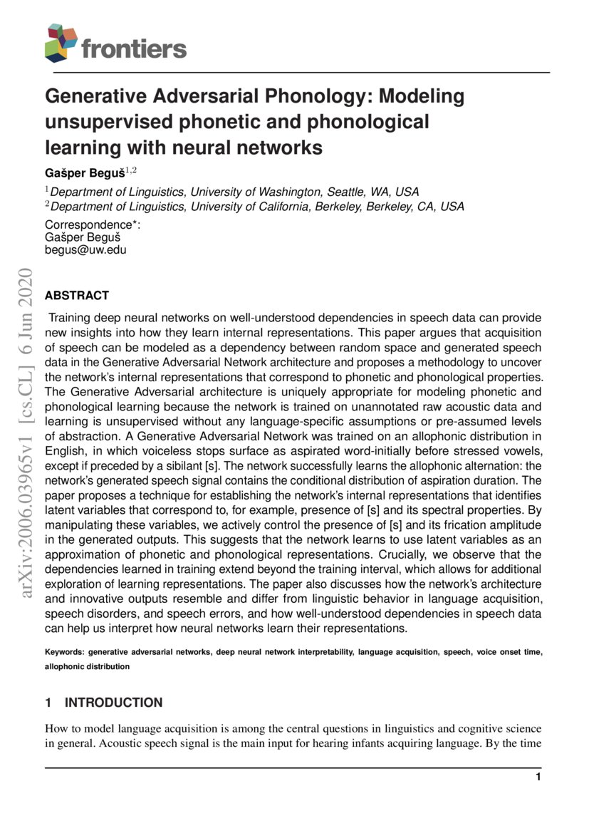 Generative Adversarial Phonology: Modeling unsupervised phonetic and phonological learning with ...
