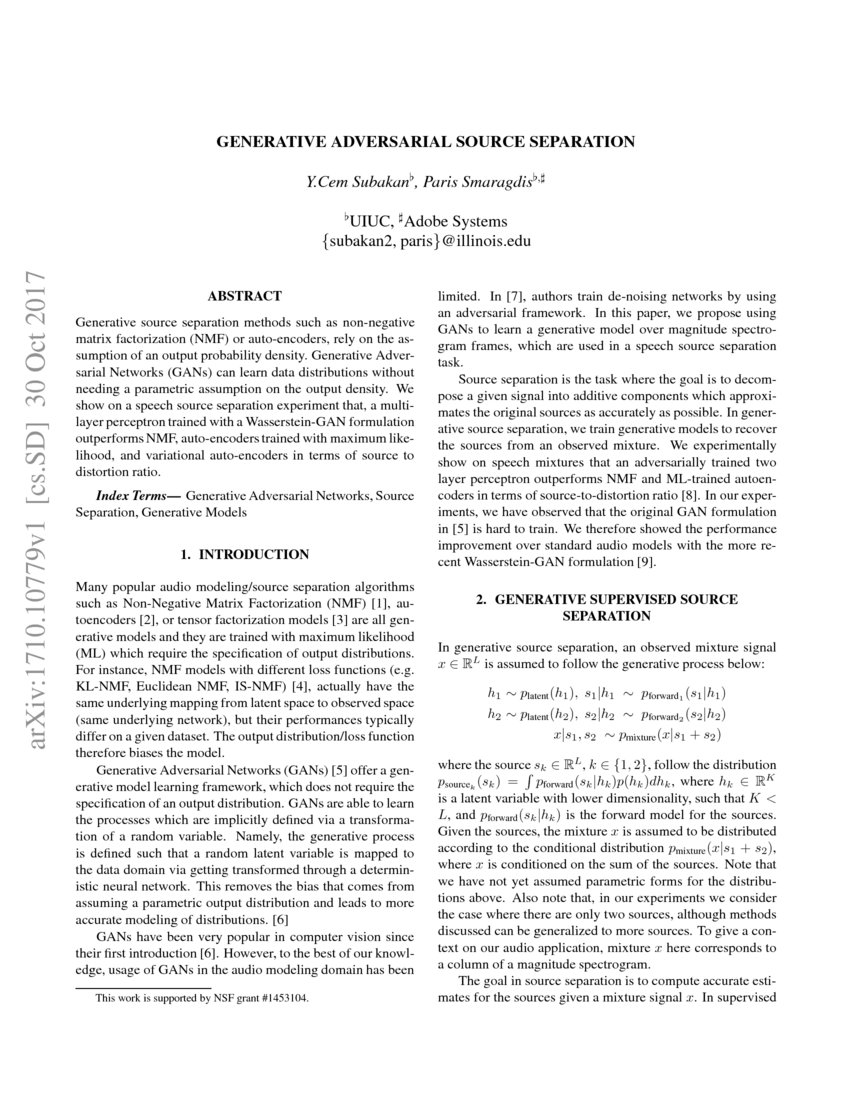 Generative Adversarial Source Separation | DeepAI