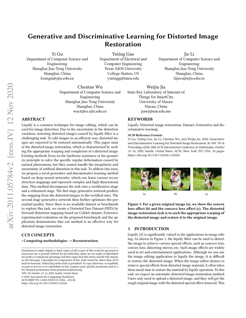 Generative and Discriminative Learning for Distorted Image Restoration ...