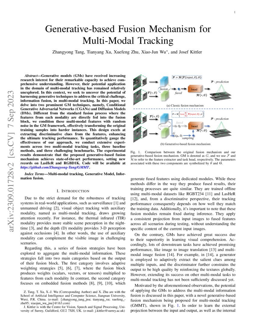 Generative-based Fusion Mechanism for Multi-Modal Tracking | DeepAI