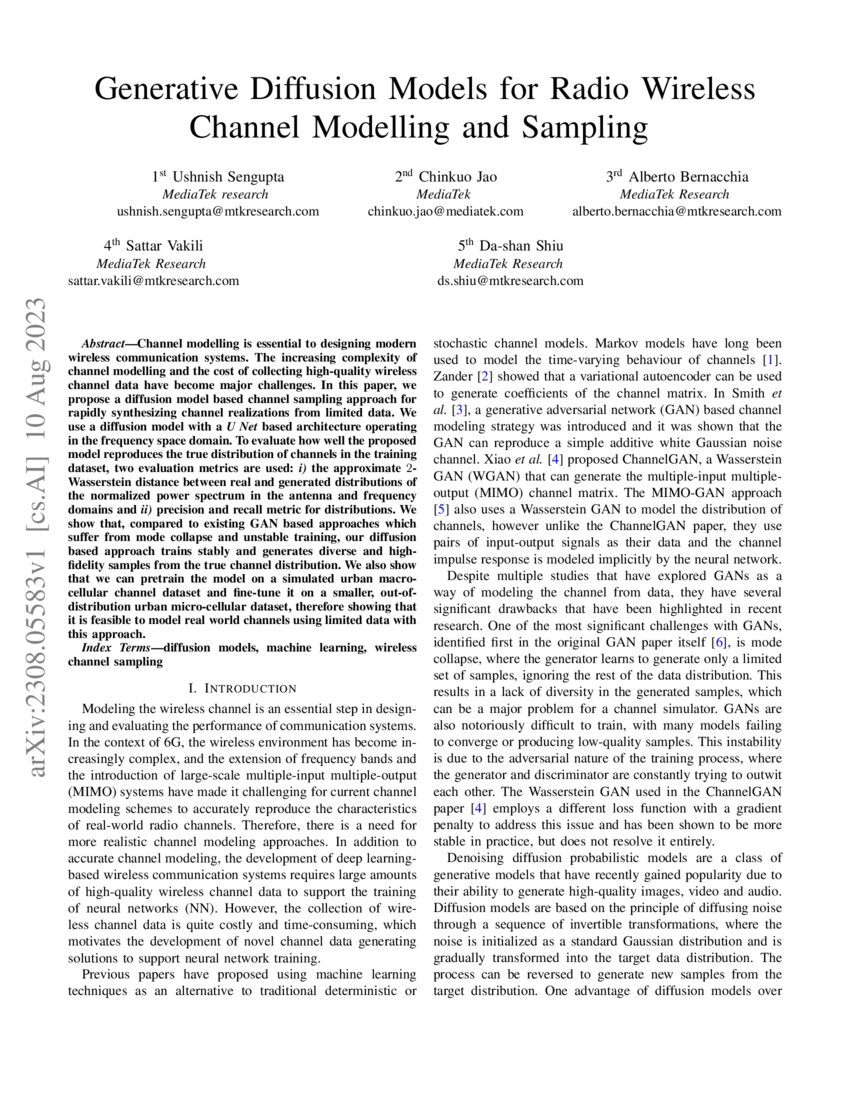 Generative Diffusion Models for Radio Wireless Channel Modelling and Sampling | DeepAI