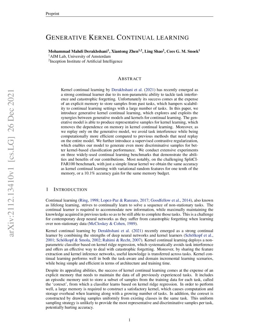 Generative Kernel Continual learning | DeepAI