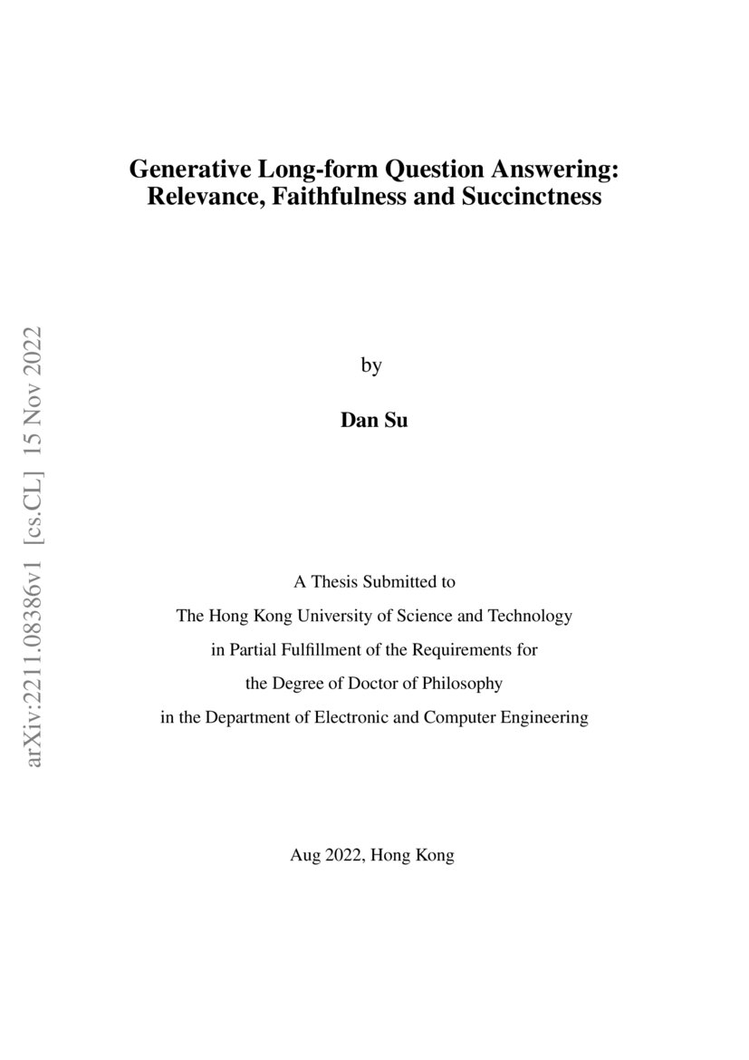 Generative Long-form Question Answering: Relevance, Faithfulness and ...