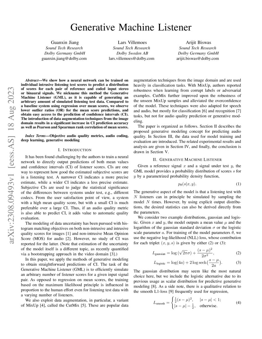 Generative Machine Listener | DeepAI