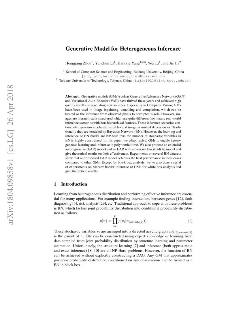 Generative Model for Heterogeneous Inference | DeepAI