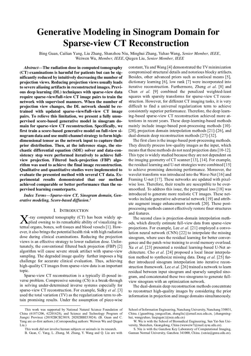Generative Modeling In Sinogram Domain For Sparse View Ct