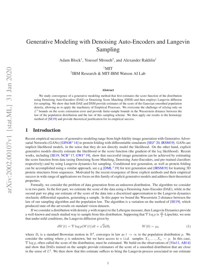 Generative Modeling with Denoising Auto-Encoders and Langevin Sampling ...