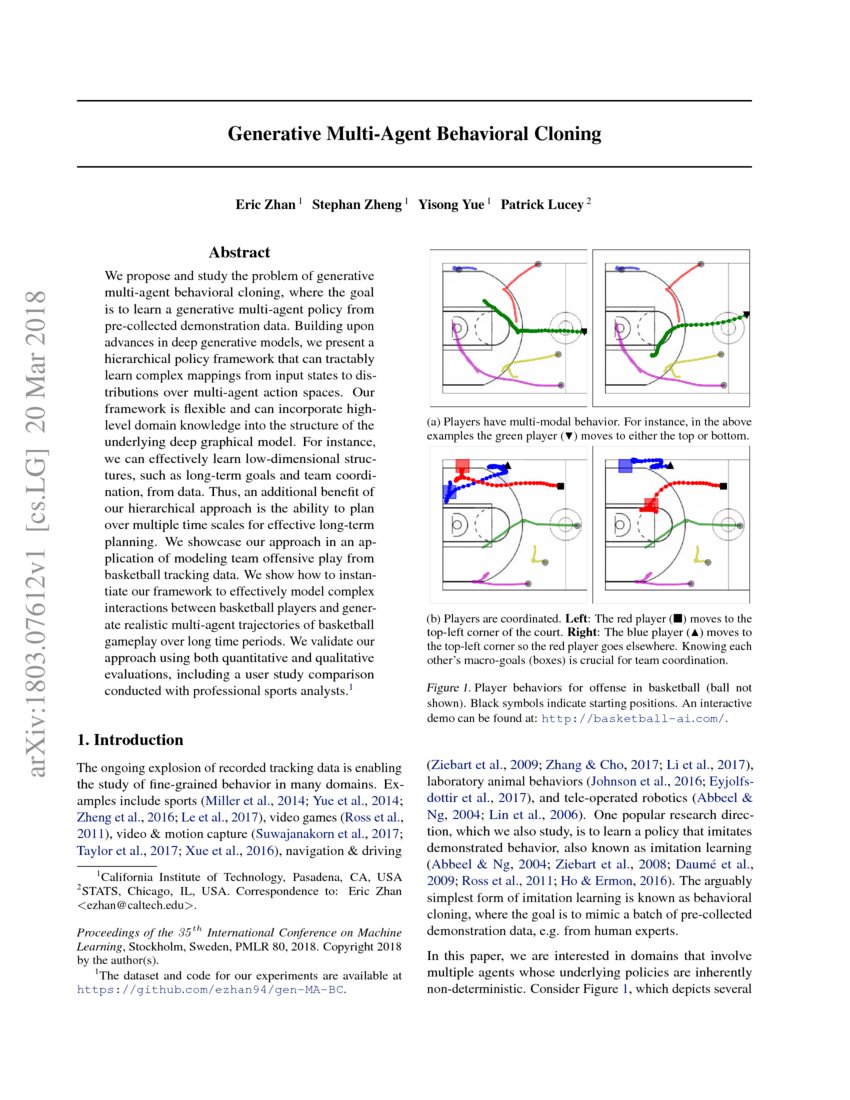 Generative Multi-Agent Behavioral Cloning | DeepAI