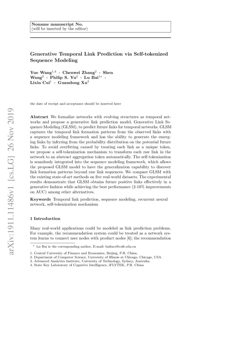 Generative Temporal Link Prediction Via Self Tokenized Sequence Modeling Deepai 8789