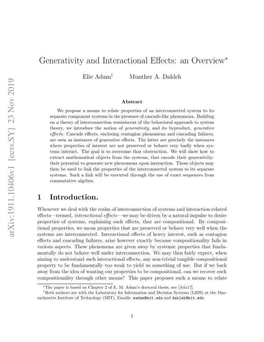 Generativity and Interactional Effects: an Overview | DeepAI